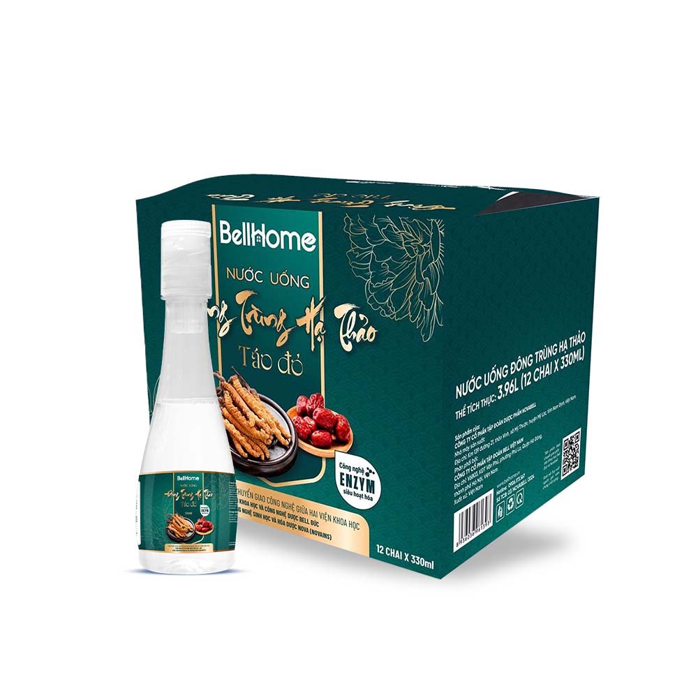 Nước Uống Đông Trùng Hạ Thảo Táo Đỏ Bell Home Công Nghệ Enzyme (12 chai)