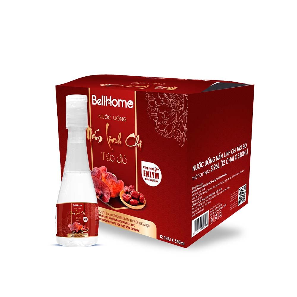 Nước Uống Linh Chi Táo Đỏ Bell Home Công Nghệ Enzyme (12 chai)